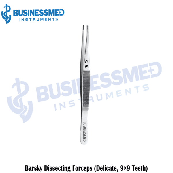 Barsky Dissecting Forceps (Delicate, 9×9 Teeth) - BusinessMed Instruments