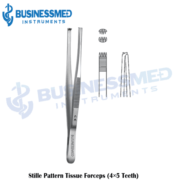 Stille Pattern Tissue Forceps (4×5 Teeth) - BusinessMed Instruments