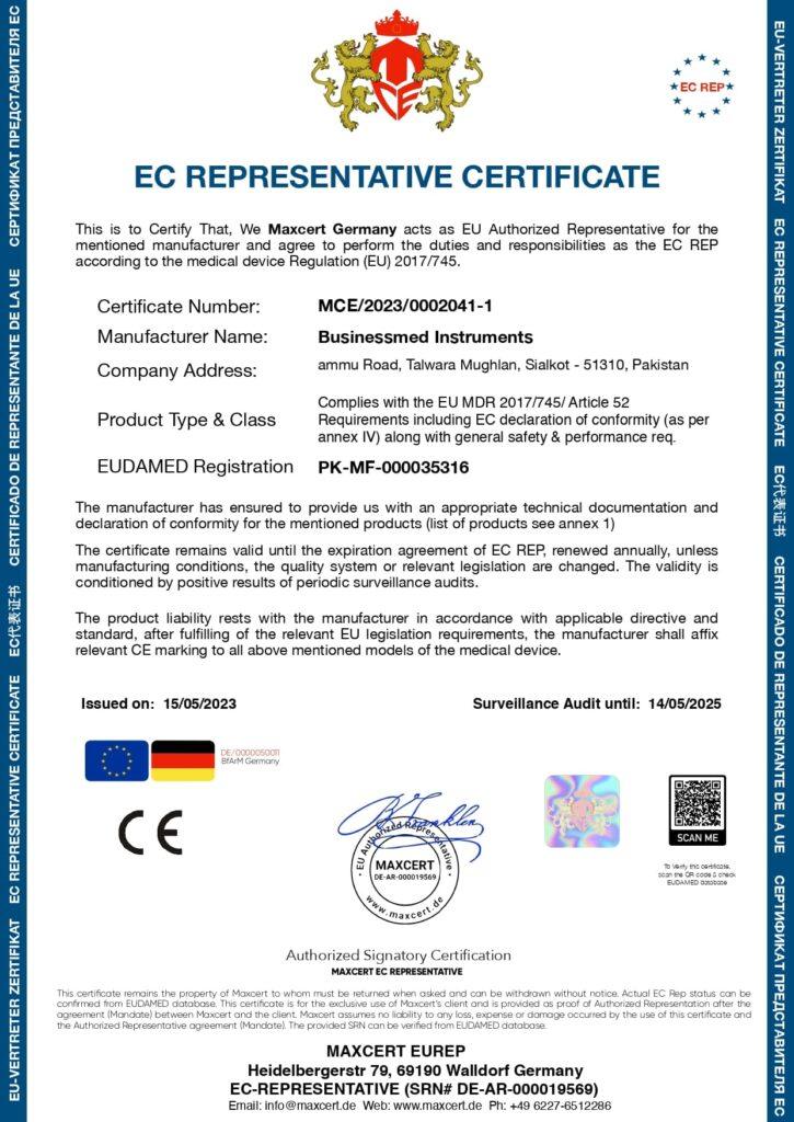 Certificates - BusinessMed Instruments